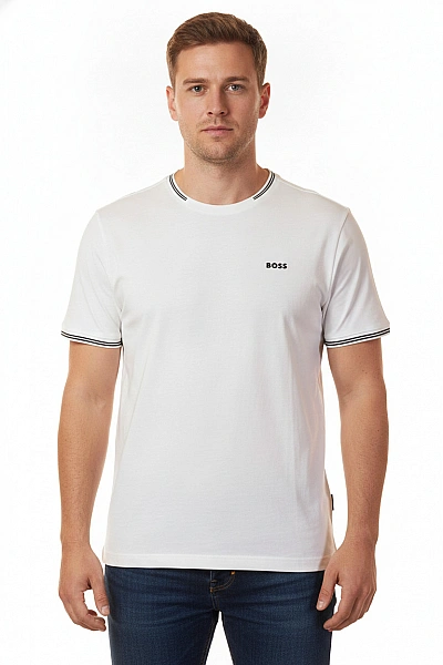 Hugo Boss Pánské tričko s krátkým rukávem bílé basic | Unimoda.cz